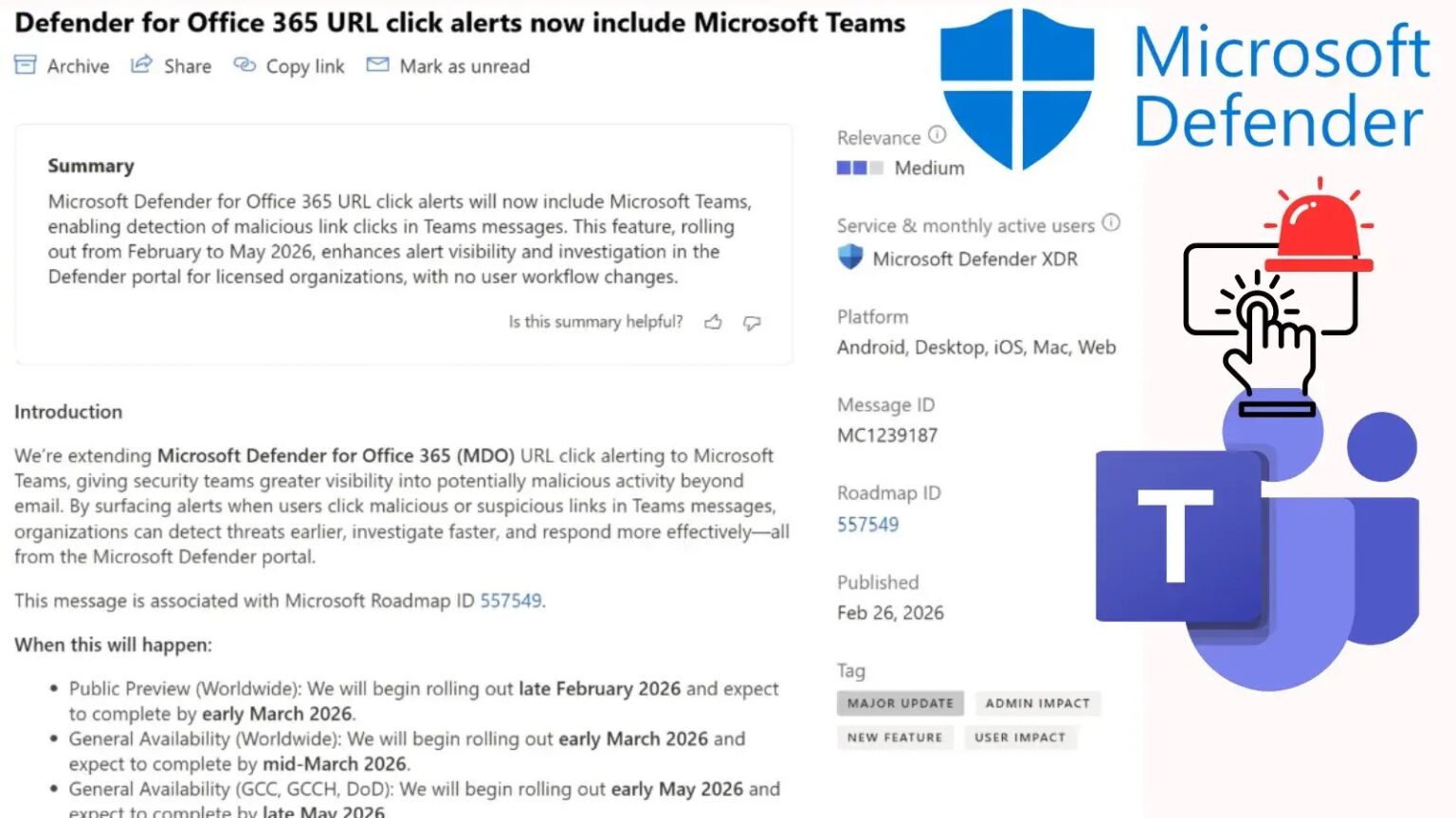 Microsoft Defender for Office 365 Teams URL Protection Now Live